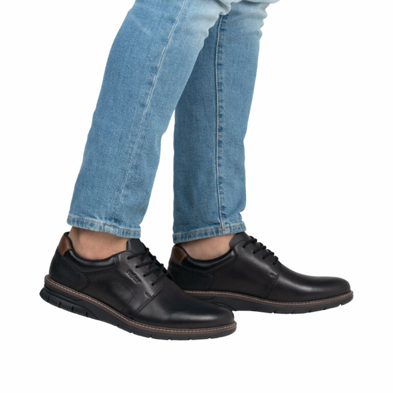 Rieker sko til herre i sort læder | klassiske sko | ®Rieker-shop.dk
