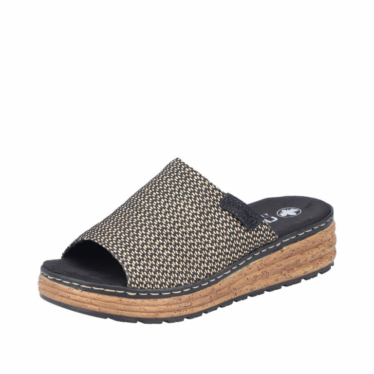 Rieker damesandal i sort | Ekstra bredde H | ®Rieker-shop.dk