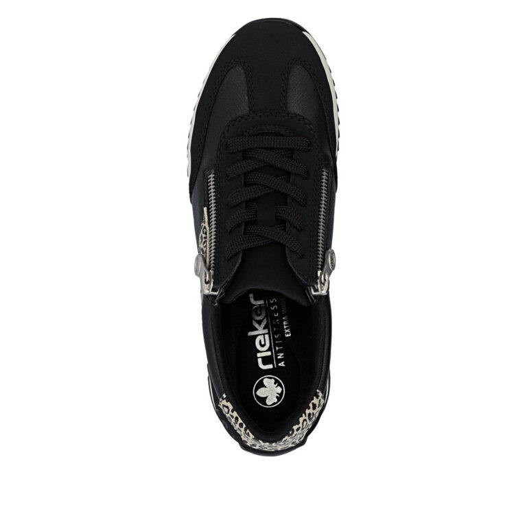 Rieker sneakers til dame i sort skind | Bredde H | ®Rieker-shop.dk